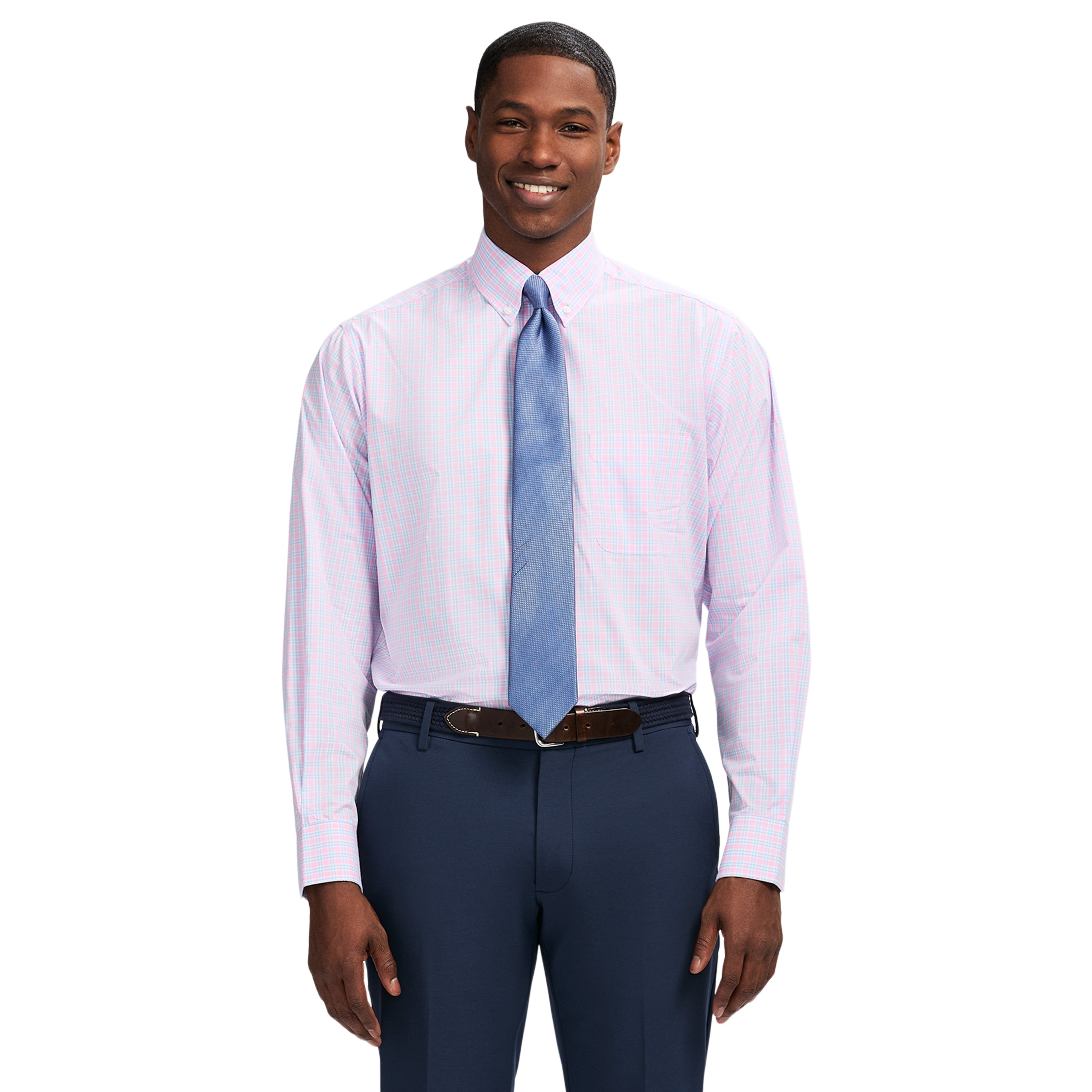 All Over Stretch Plaid Button Down Dress Shirt (Button Down Collar ...